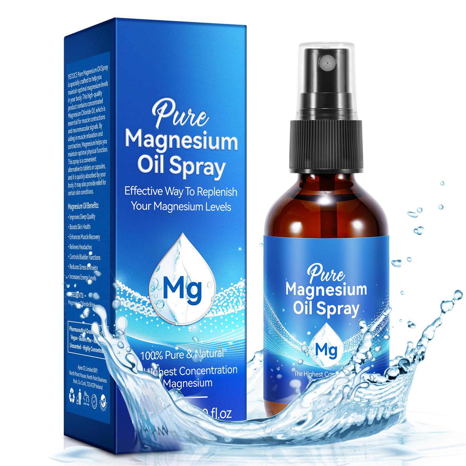 Pure Magnesium Oil Spray 100 Natural Ultra Skin Topical Magnesium ...