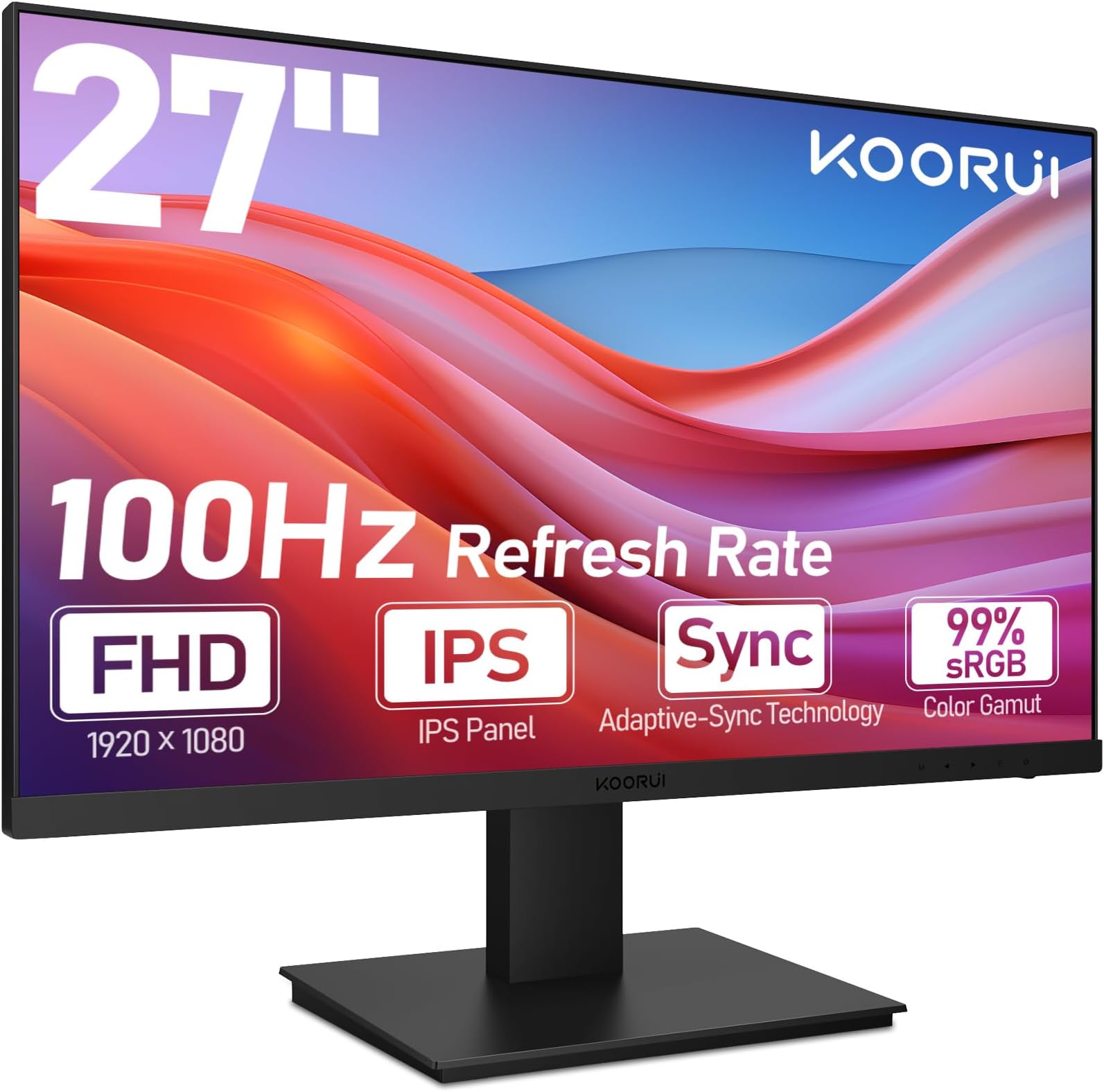 KOORUI 27 Inch Gaming Monitor with Integrated Speakers, 100Hz, 1080p ...