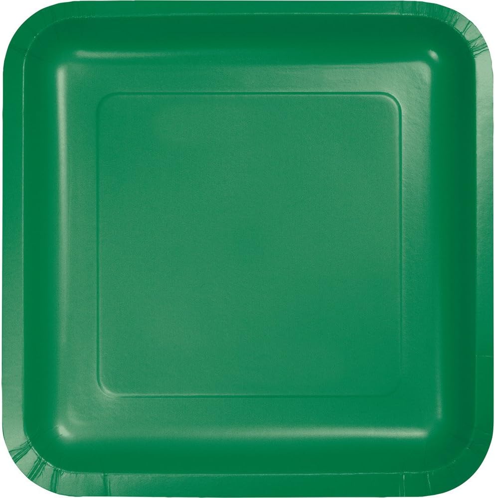 Amazon.com | Touch of Color Square Paper Dinner Plates, Emerald Green ...