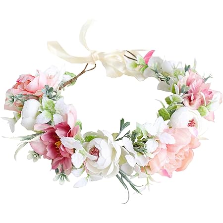 Amazon.com : 3 Pcs Flower Crown Adjustable Flower Headband Boho Floral ...