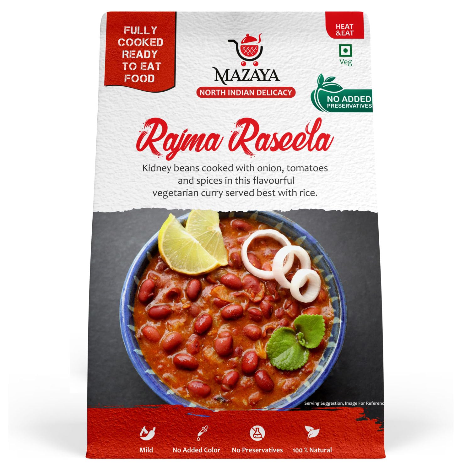 MAZAYA Heat & Eat Fully Cooked Ready To RAJMA RASEELA or MASALA With No ...