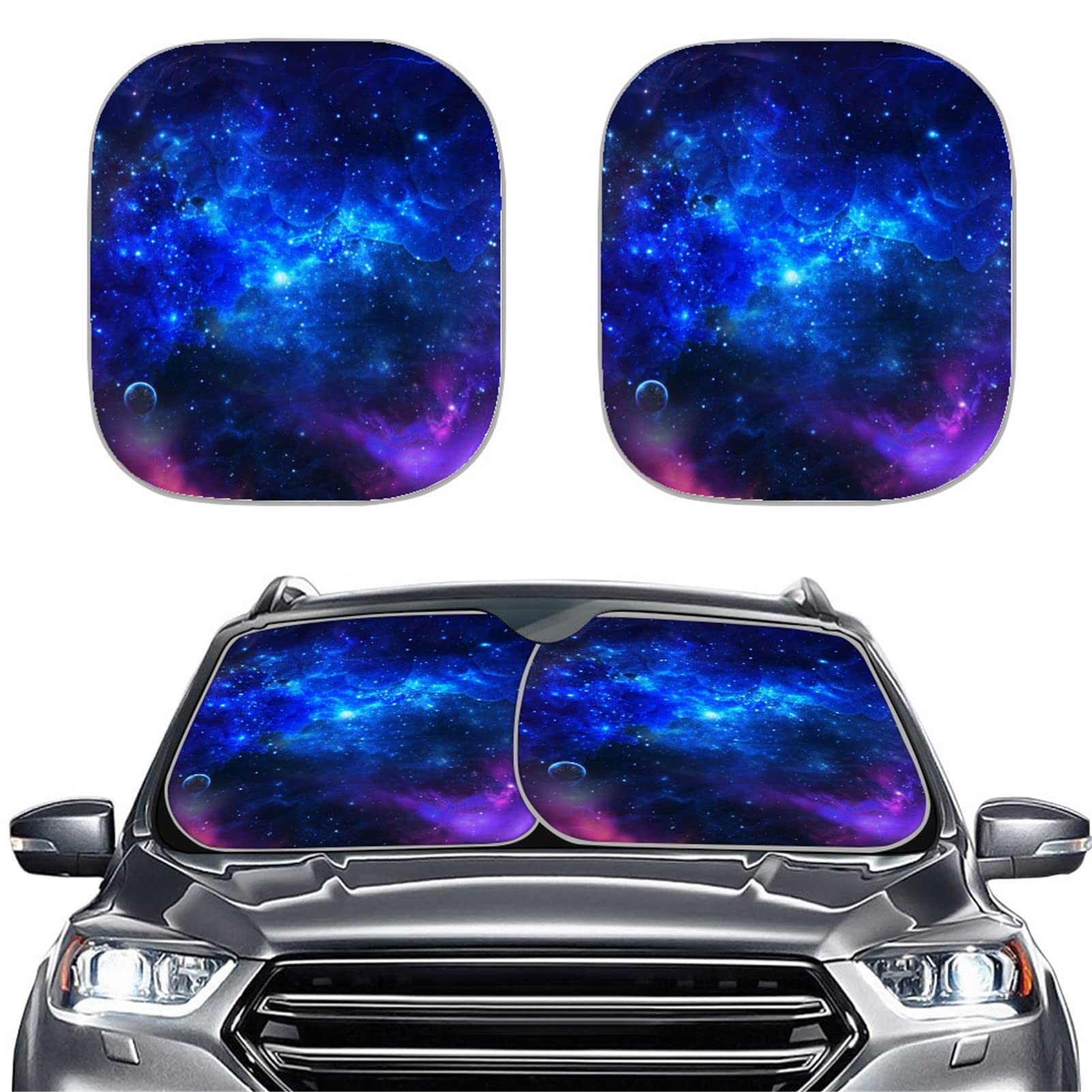 Amazon.com: HUISEFOR Blue Galaxy Print Car Accessiores,Universal Car ...