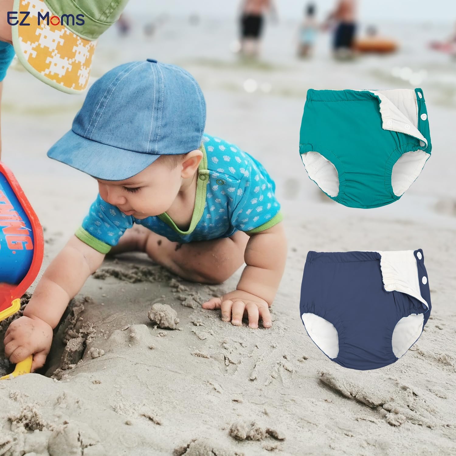 EZ Moms 2 Packs Reusable Swim Diapers Infant Baby Swim Diapers 6-9 ...