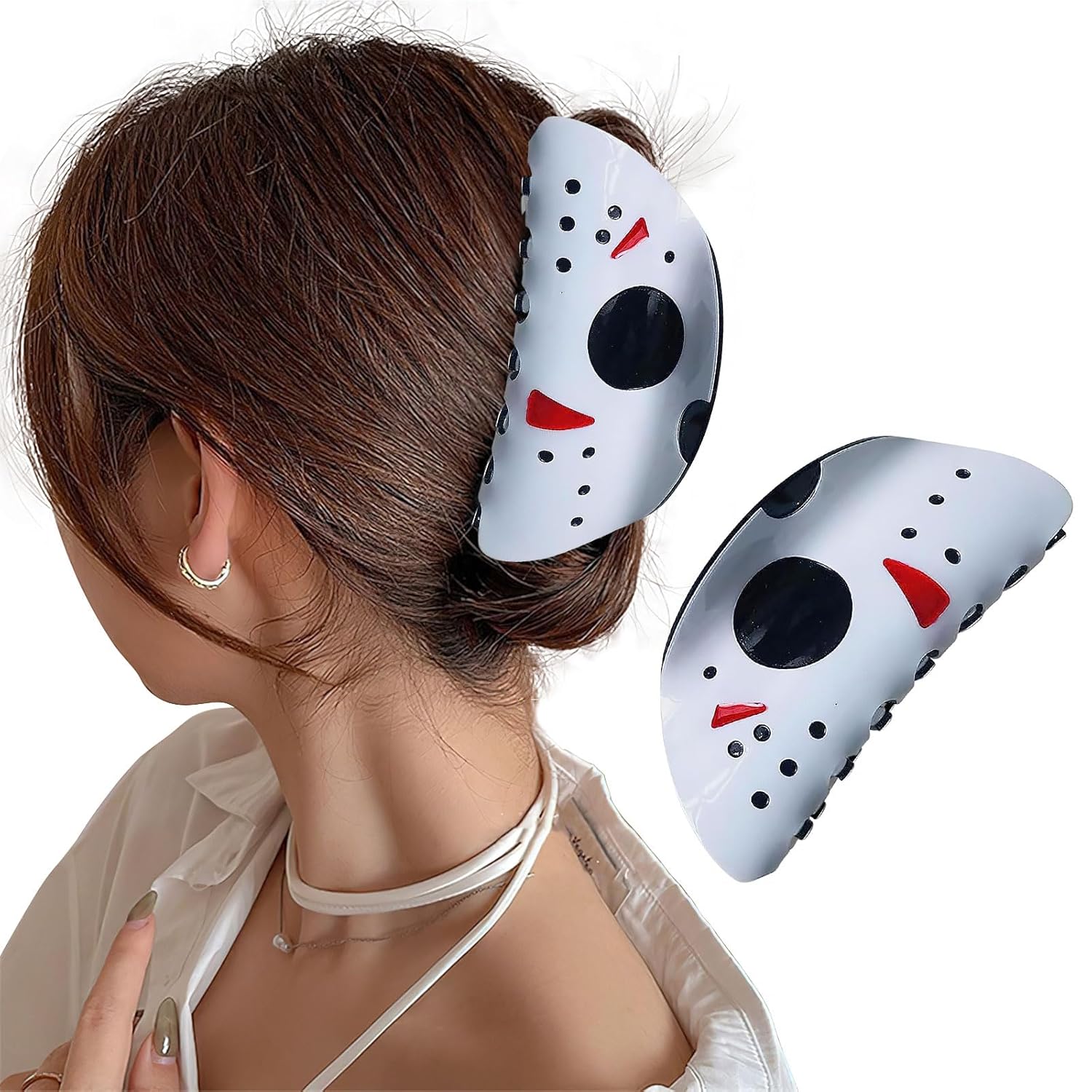 Amazon.com : AUOCATTAIL Ghost Face Halloween Hair Claw Clips Skull ...