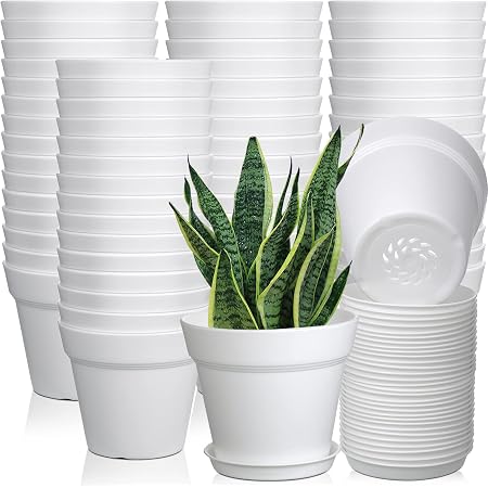Amazon.com: Mumufy 54 Pack 4 Inch Plant Pots Bulk Small Planter with ...
