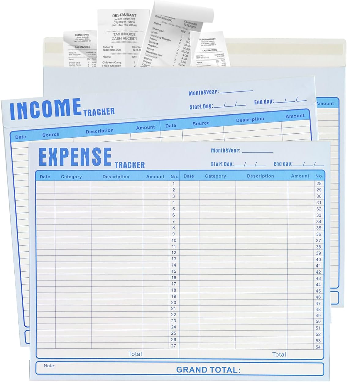 Amazon.com : 12/Pack Receipts Organizer Income & Expense Tracker ...