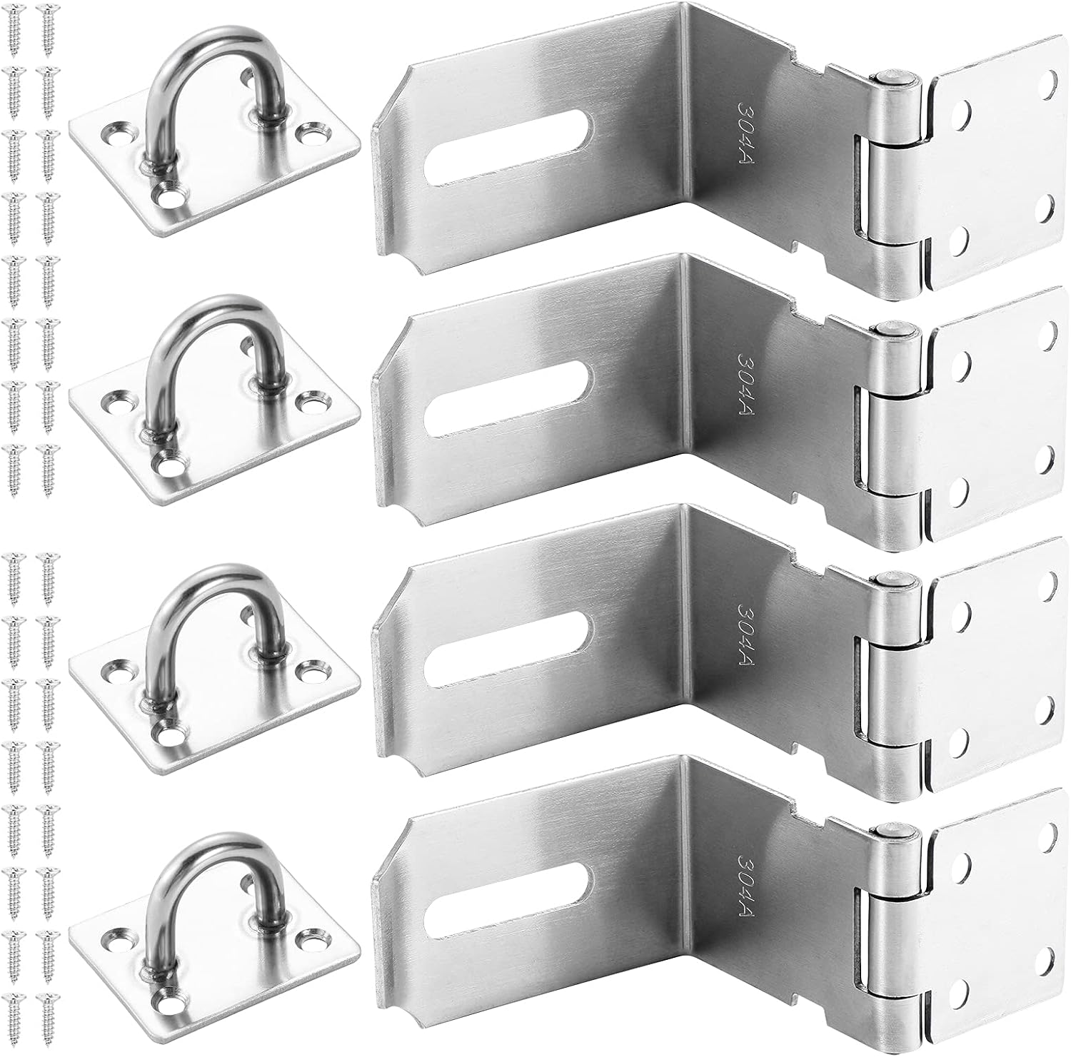 SHEENO 4 Pcs 90 Degree Padlock Hasp, 5 Inch Stainless Steel Security ...