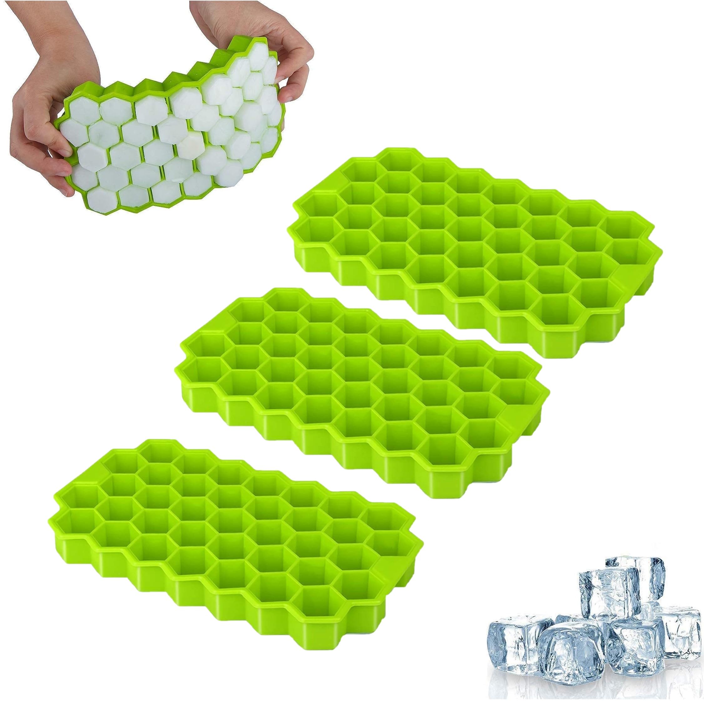 Buy E-COSMOS Ice Cube Tray Silicone for Freezer Honeycomb 37 Cavity Ice ...