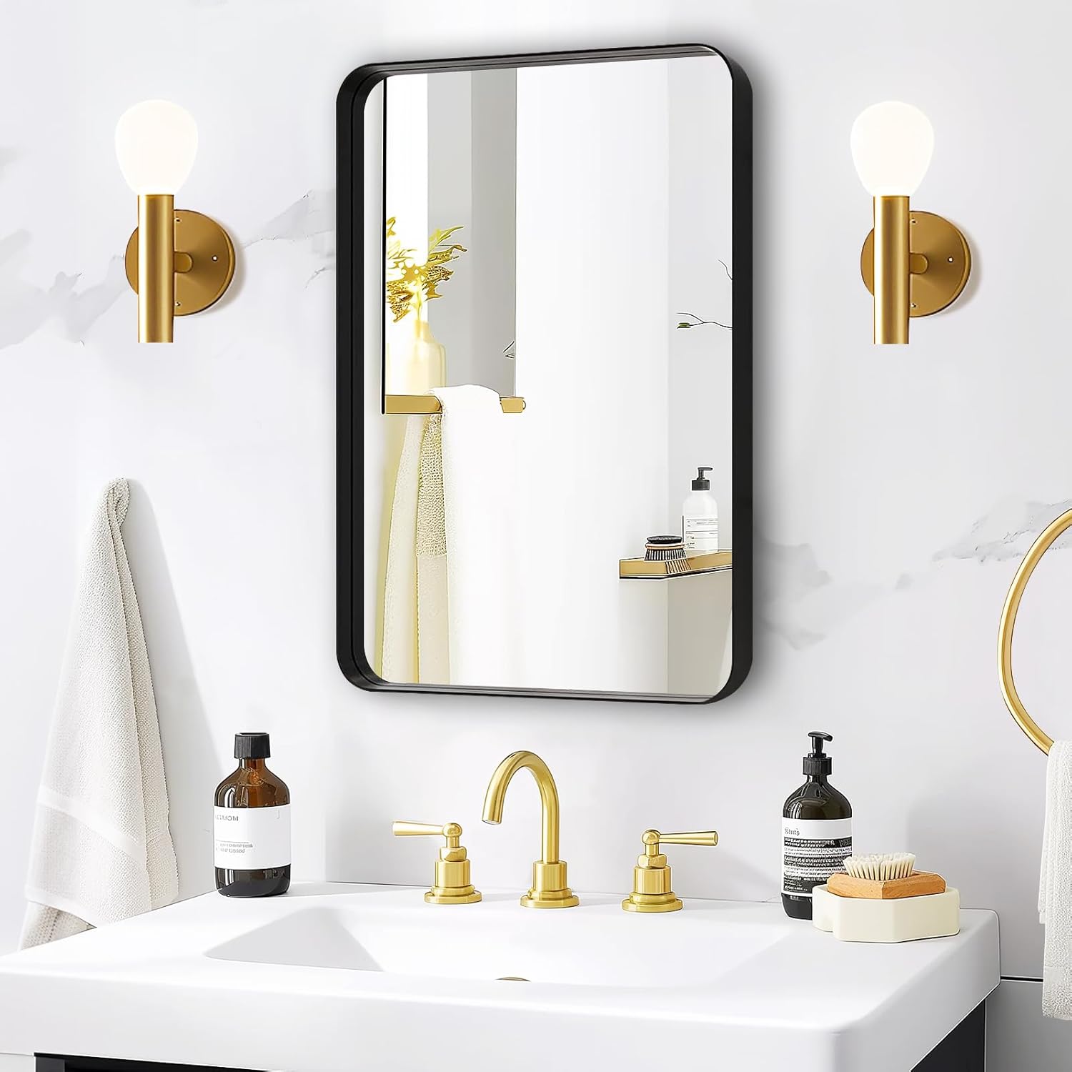 Amazon.com: Rosynee Wall Mirror for Bathroom Over Sink - 16x24 Inch ...