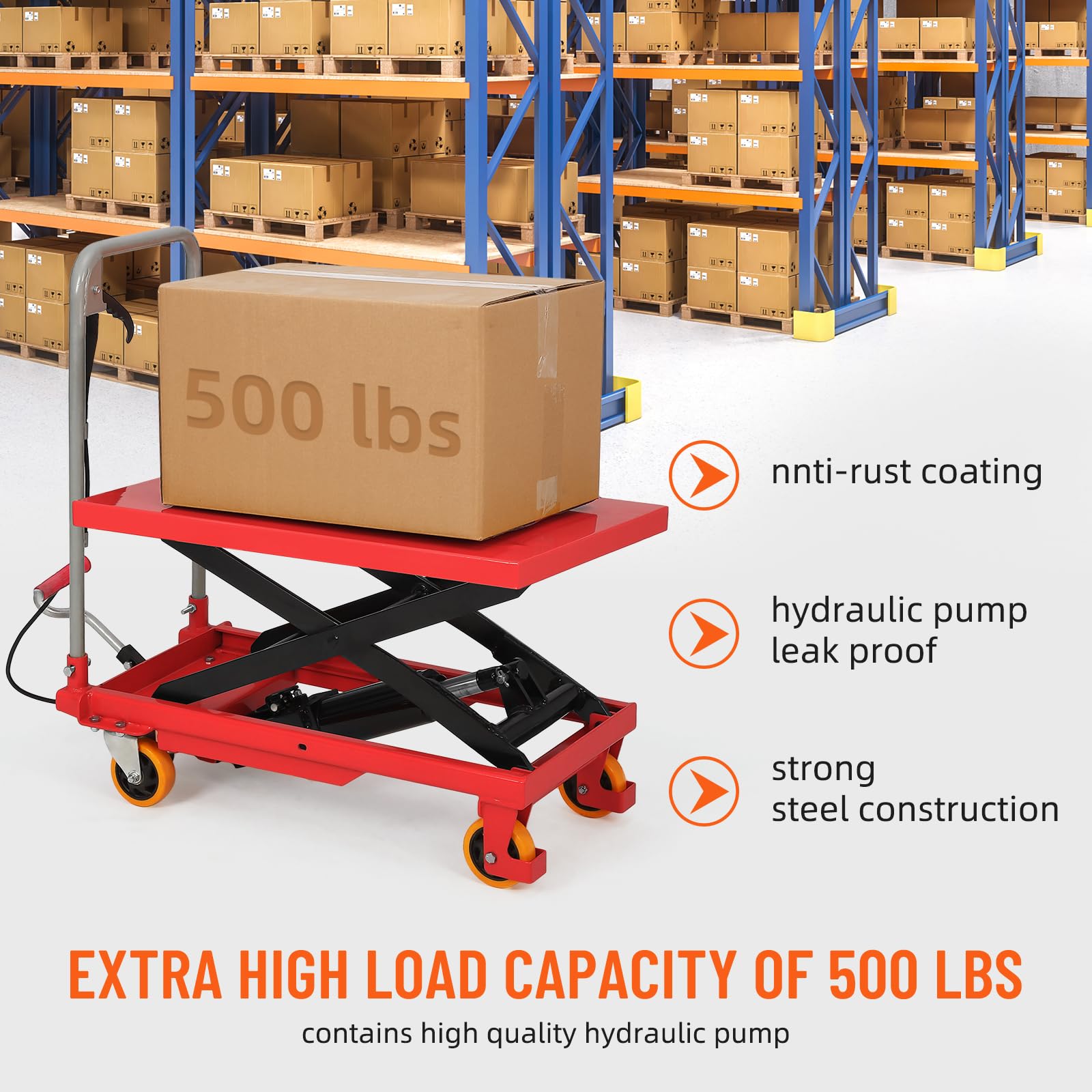 Snapklik.com : JustSmart Hydraulic Lift Table Cart 500 LBS Capacity 28. ...