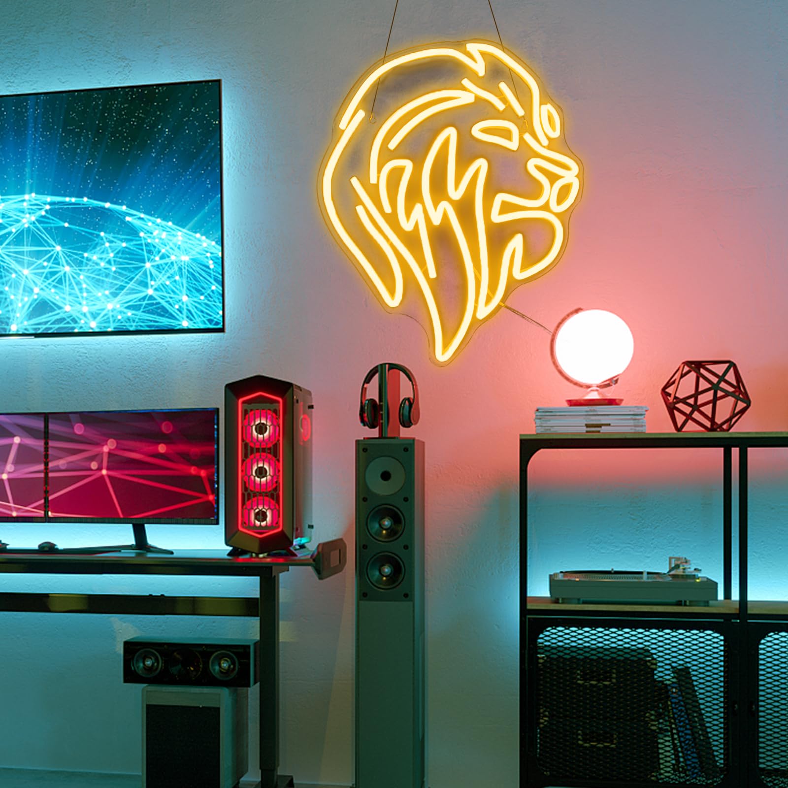 GUAN-O Lion Neon LED Sign The Lion King Neon Sign For Wall Decor Led ...