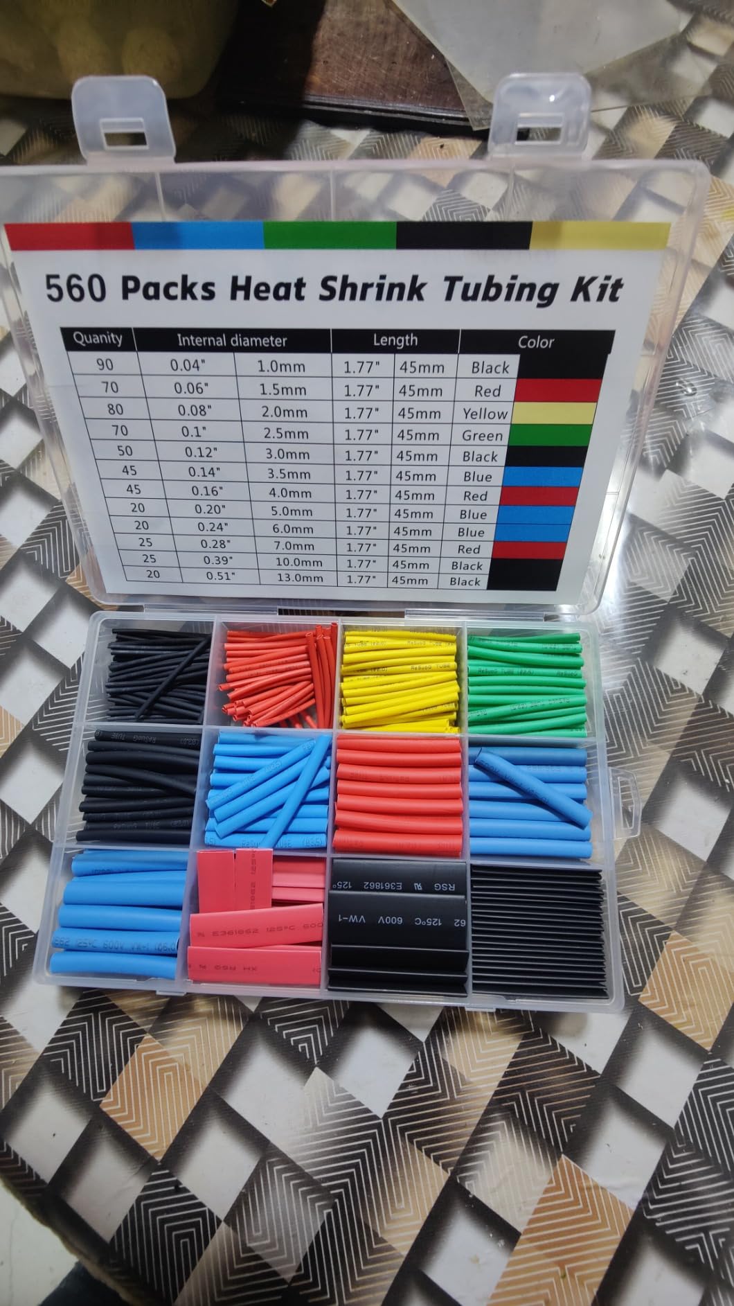 DIVUE Electrical Wire Cable Sleeving Wrap- 560Pieces Heat Shrink Tubing ...