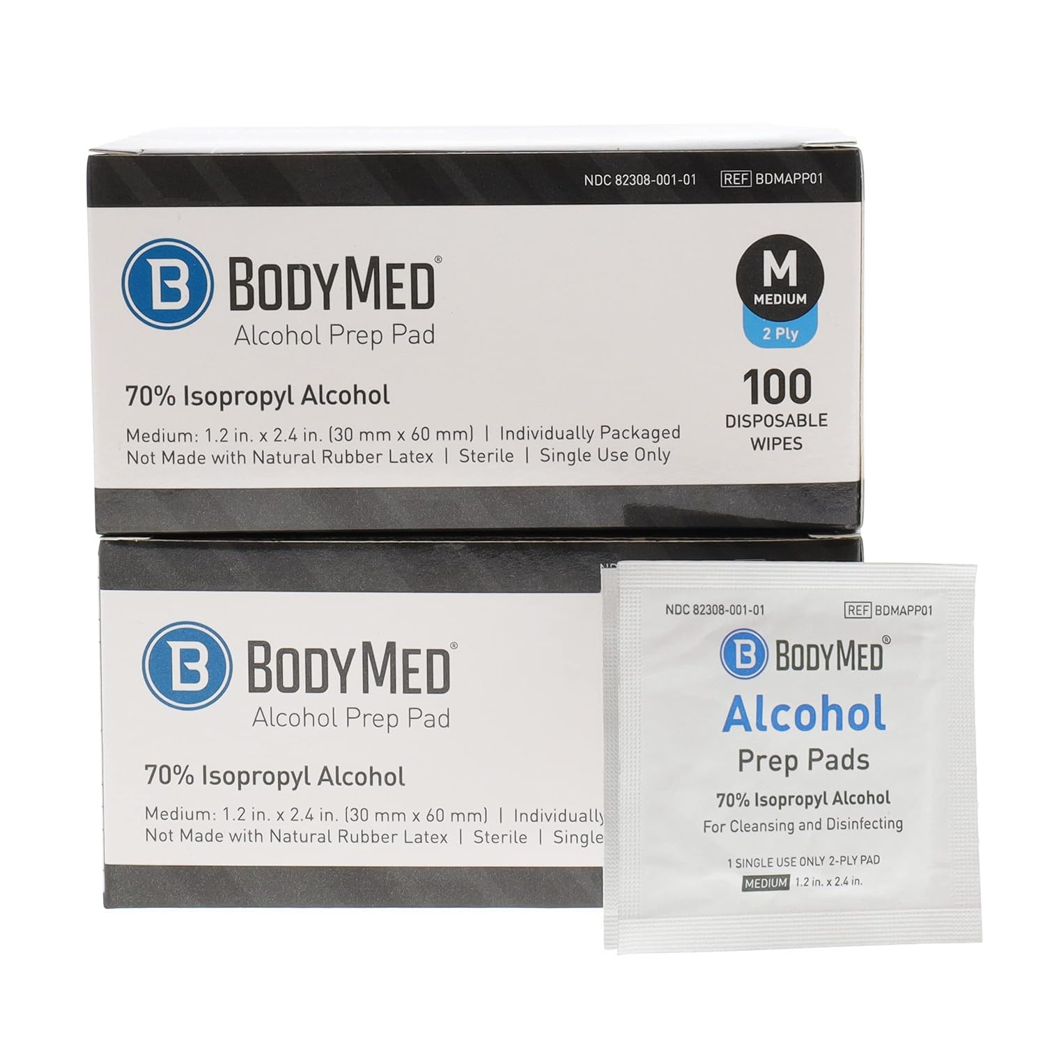 Amazon.com : BodyMed Alcohol Prep Pads with 70% Isopropyl Alcohol, 200 ...