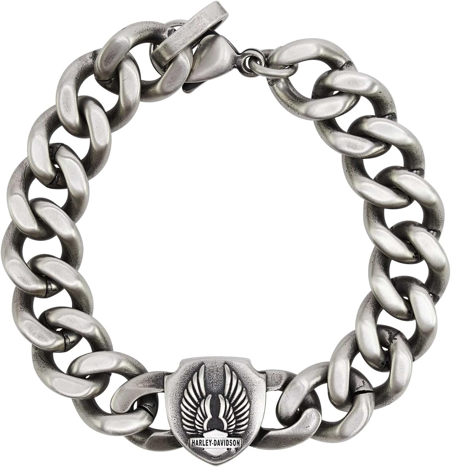 Amazon.com: Harley-Davidson Men's Deadlock Wings Chain Link Bracelet ...