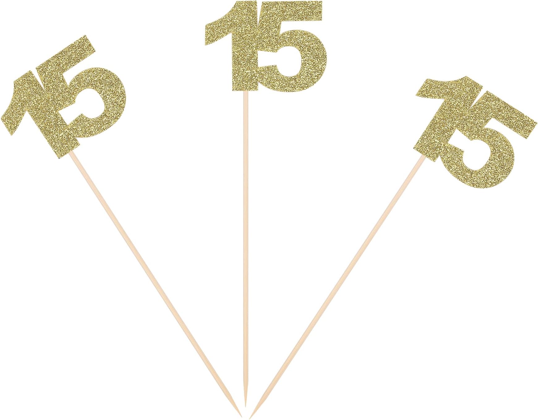 Amazon.com: Black Glitter 15th Birthday Centerpiece Sticks, 12-Pack ...