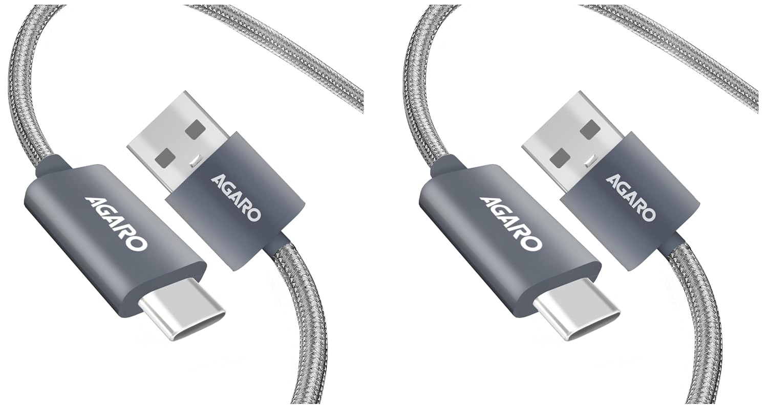AGARO USB A to Type C Cable 1 Meter / 3.2 Ft Nylon Braided Cable, Fast ...
