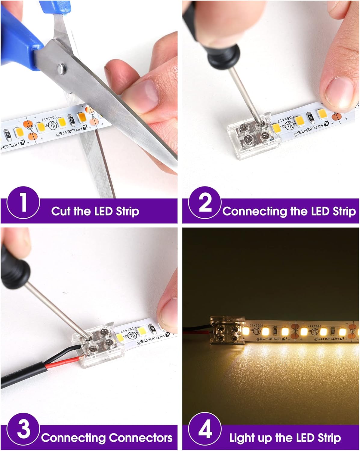 HitLights Kit de tira de luces LED, 24.6 pies, blanco neutro 4000 K, tiras de luz LED con ...