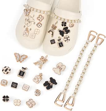 OWill 16PCS Metal Shoe Charms, Crystal Rhinestone Chain Charms for ...