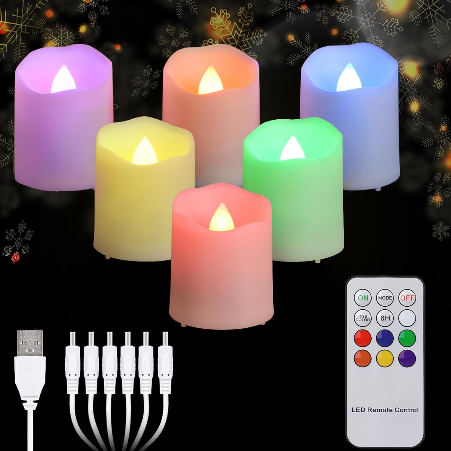 FREEPOWER Rechargeable Color Changing Tea Lights Candles with Remote ...