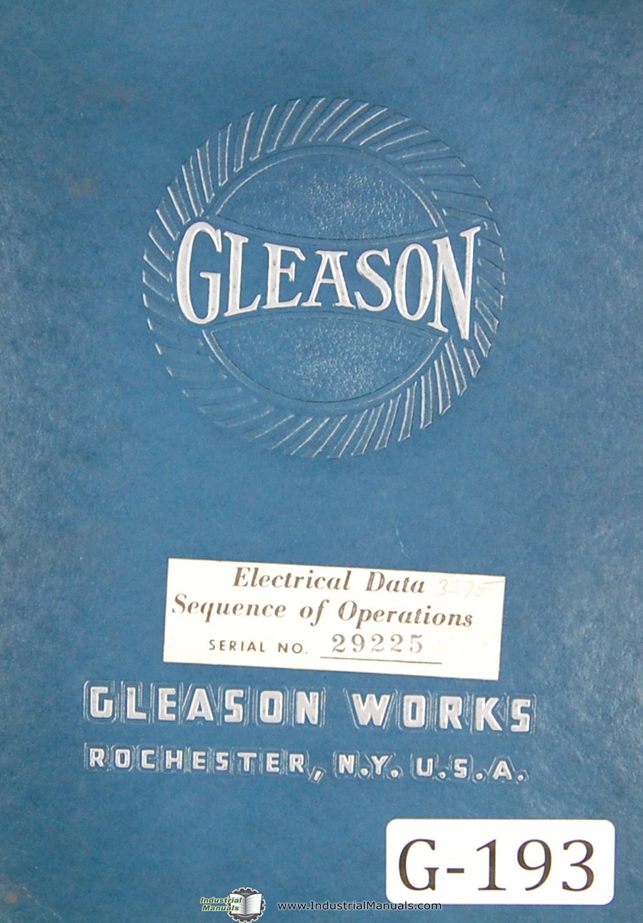 Gleason Electrical Data Sequence of Operation No 24, 25 Generator ...