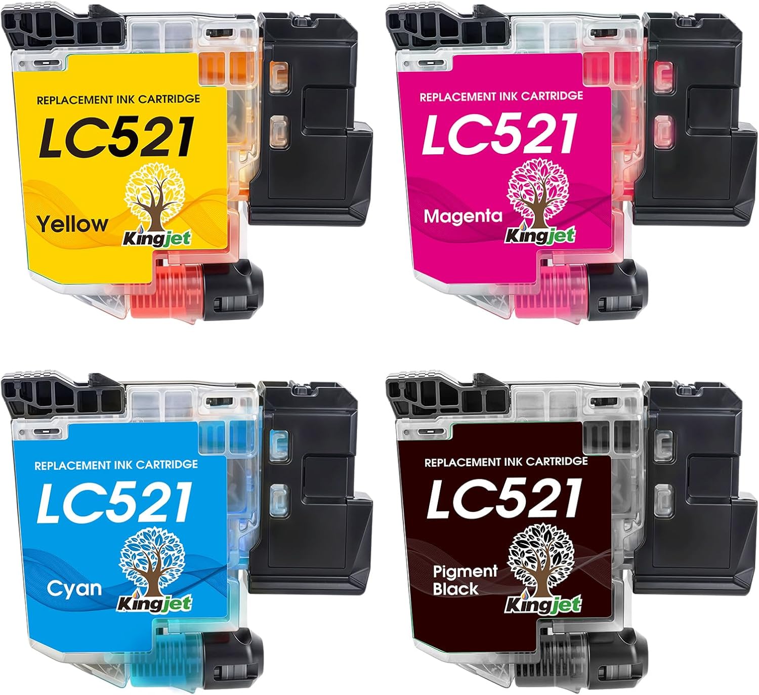 KINGJET LC521 Ink Cartridges Replacement for Brother LC521 LC-521 ...