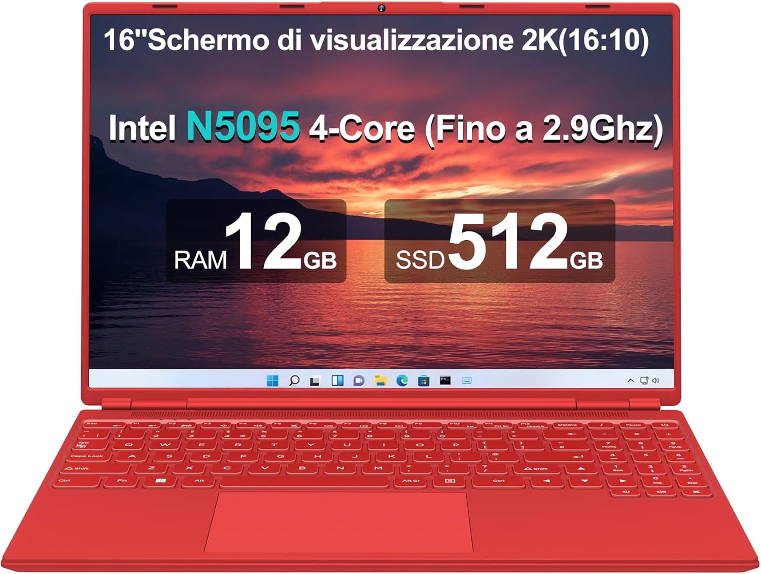 AOCWEI Windows 11 Notebook Red : Amazon.fr: Informatique