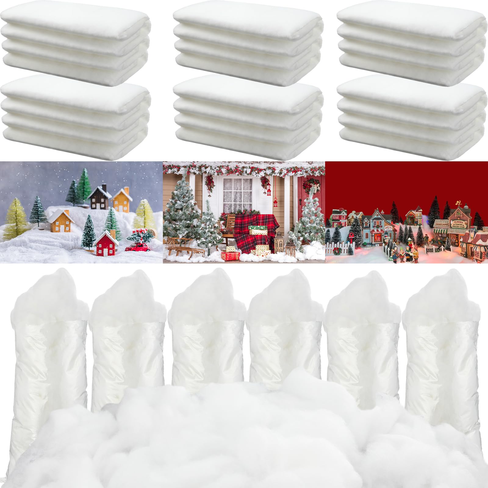 Shappy Christmas Fake Snow Decor 12 Pack 3 x 8 Ft Christmas Fake Snow ...