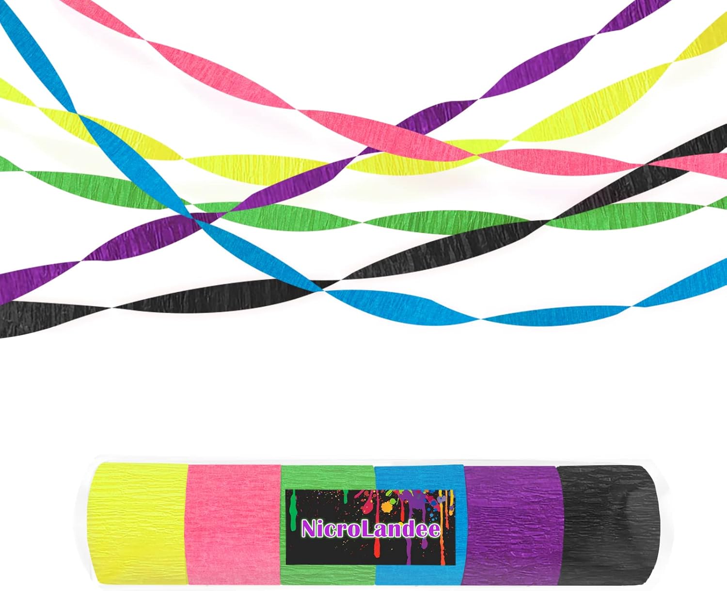 Amazon.com: NICROLANDEE Blacklight Party Decorations，6 Rolls 80's Party ...