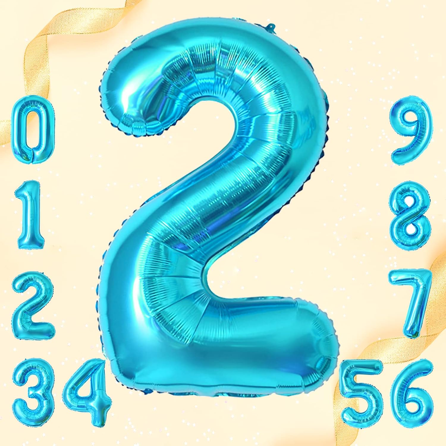 Amazon.com: FUNTOOB Number Balloons Blue Number 2 Balloons Birthday ...