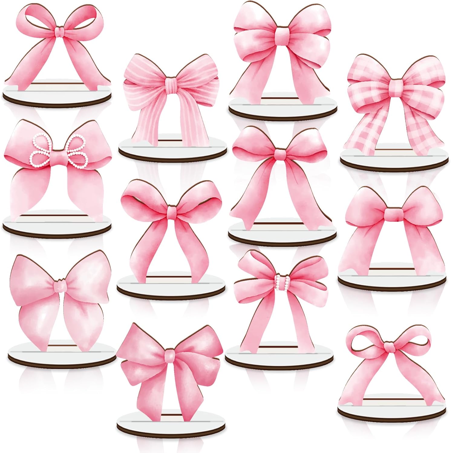 Amazon.com: 12 Pcs Pink Bow Centerpieces 3D Coquette Party Decorations ...