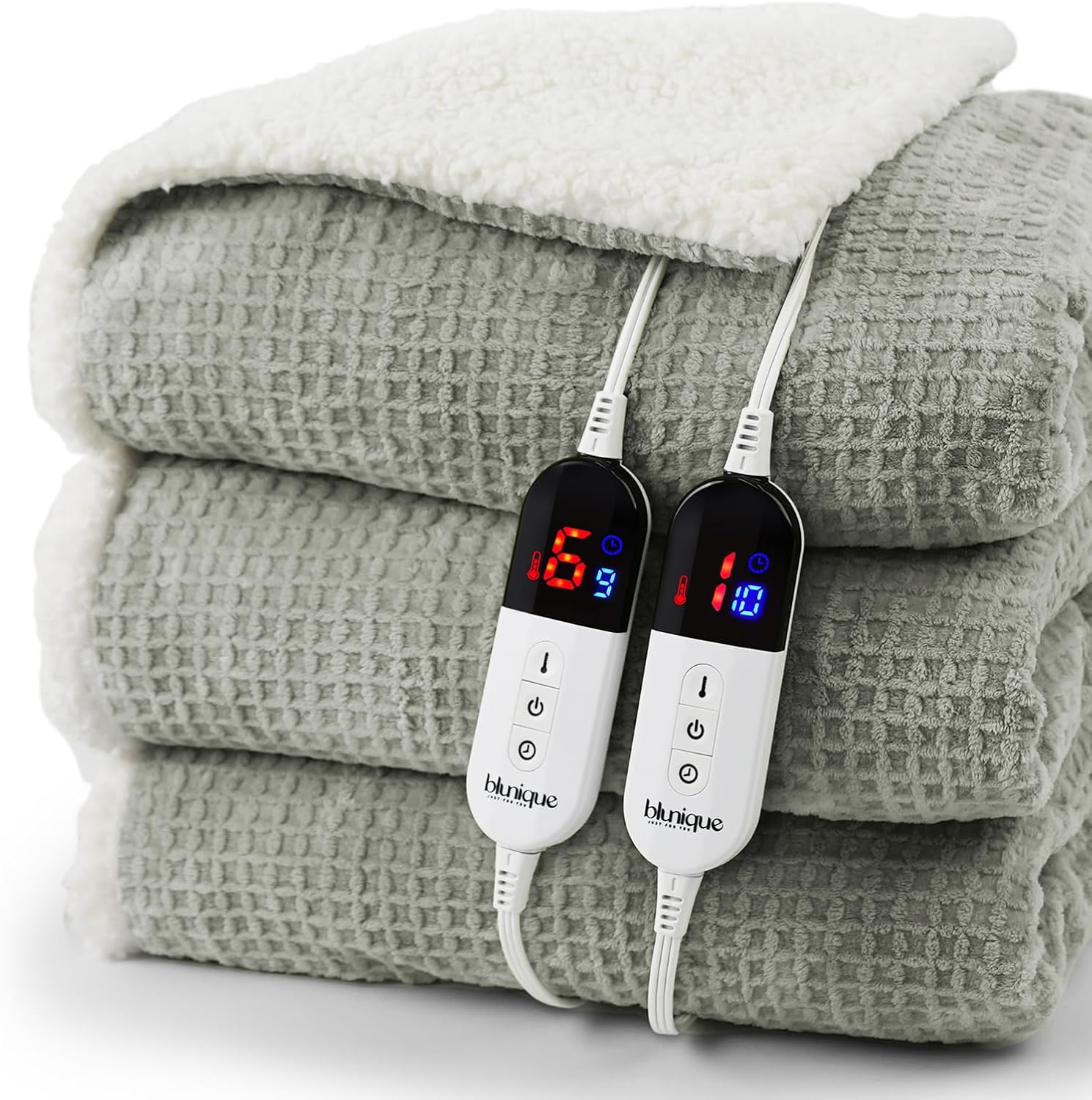 Amazon.com: blunique Heated Electric Queen Waffle Blanket, 84x90 Inches ...
