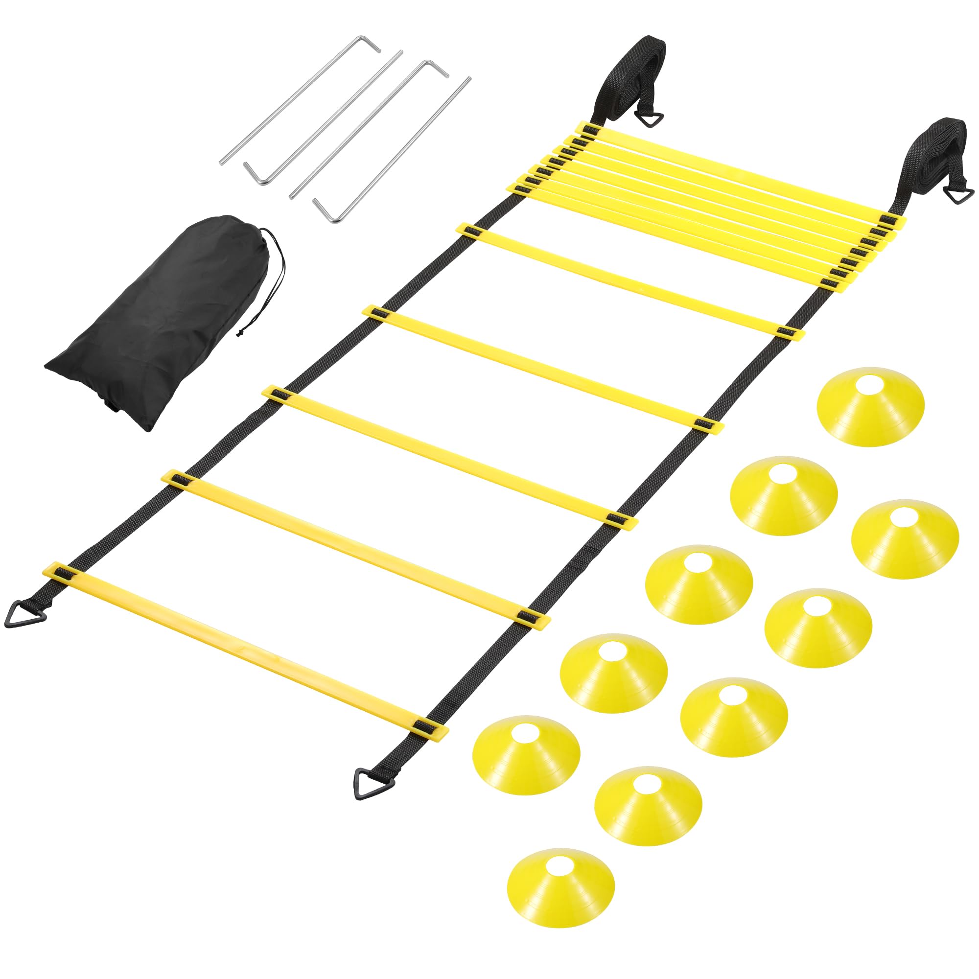 Agility Ladder Speed Training Equipment Set, 12 Rung 20ft Agility ...