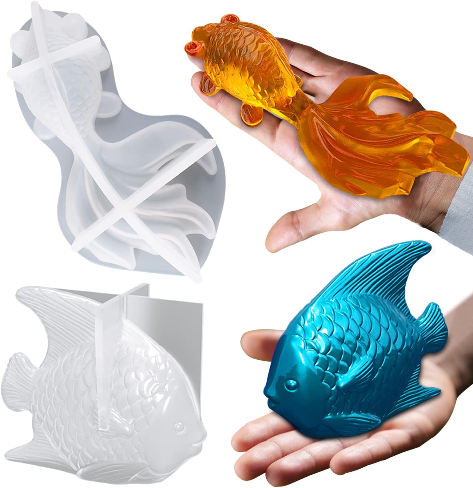Amazon.com: Giftshop12 Plastic Koi Fish Goldfish Shaped Mold Two Fish ...