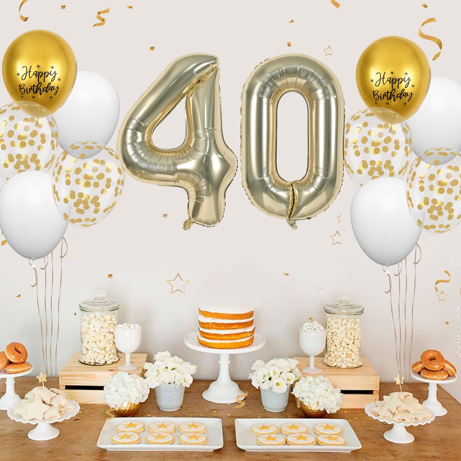 Snapklik.com : 40 Inch Light Gold Number 40 Balloon, 40th Birthday ...