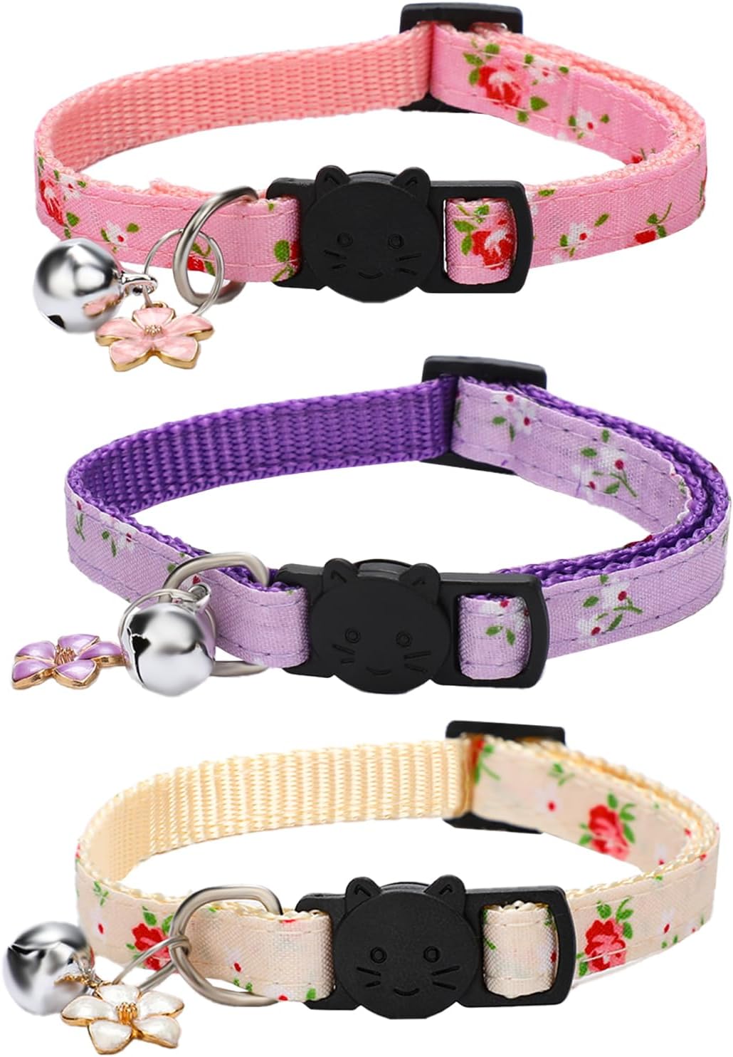 Amazon.com: YUXIANLB 3 Pack Breakaway Cat Collar Cute Flowers Pendant ...