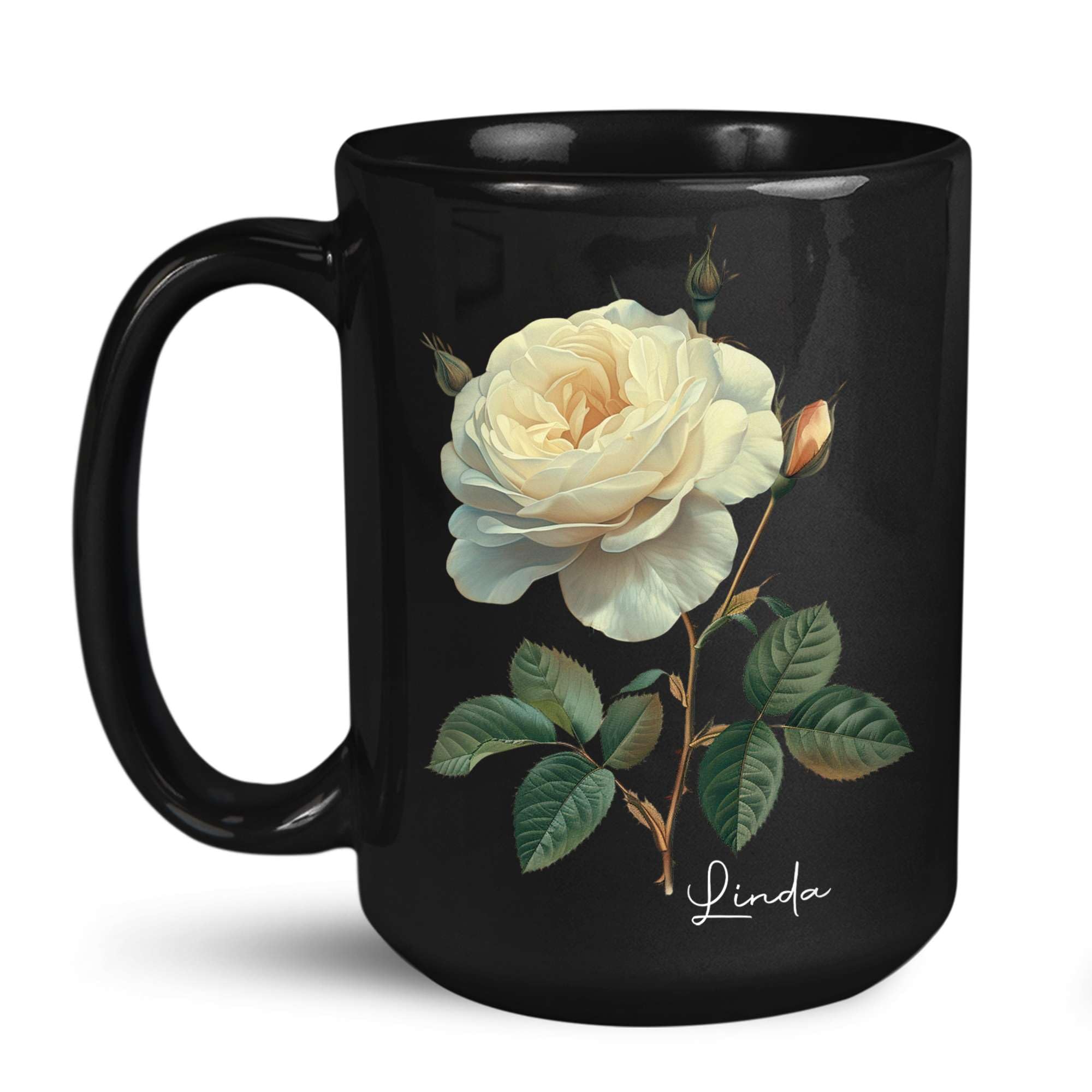 Amazon.com | Beautiful Rose Flower Design Mug, Customized Elegant ...