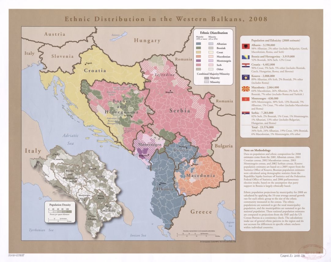 18" x 24" 2008 Map of Ethnic Distribution in The Western Balkans ...