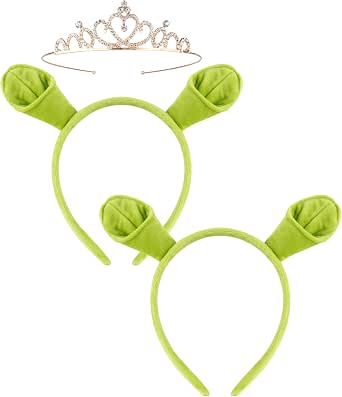 Amazon.com: Eybila 3Pcs Green Ogre Ears Headband Crown Costume Party ...