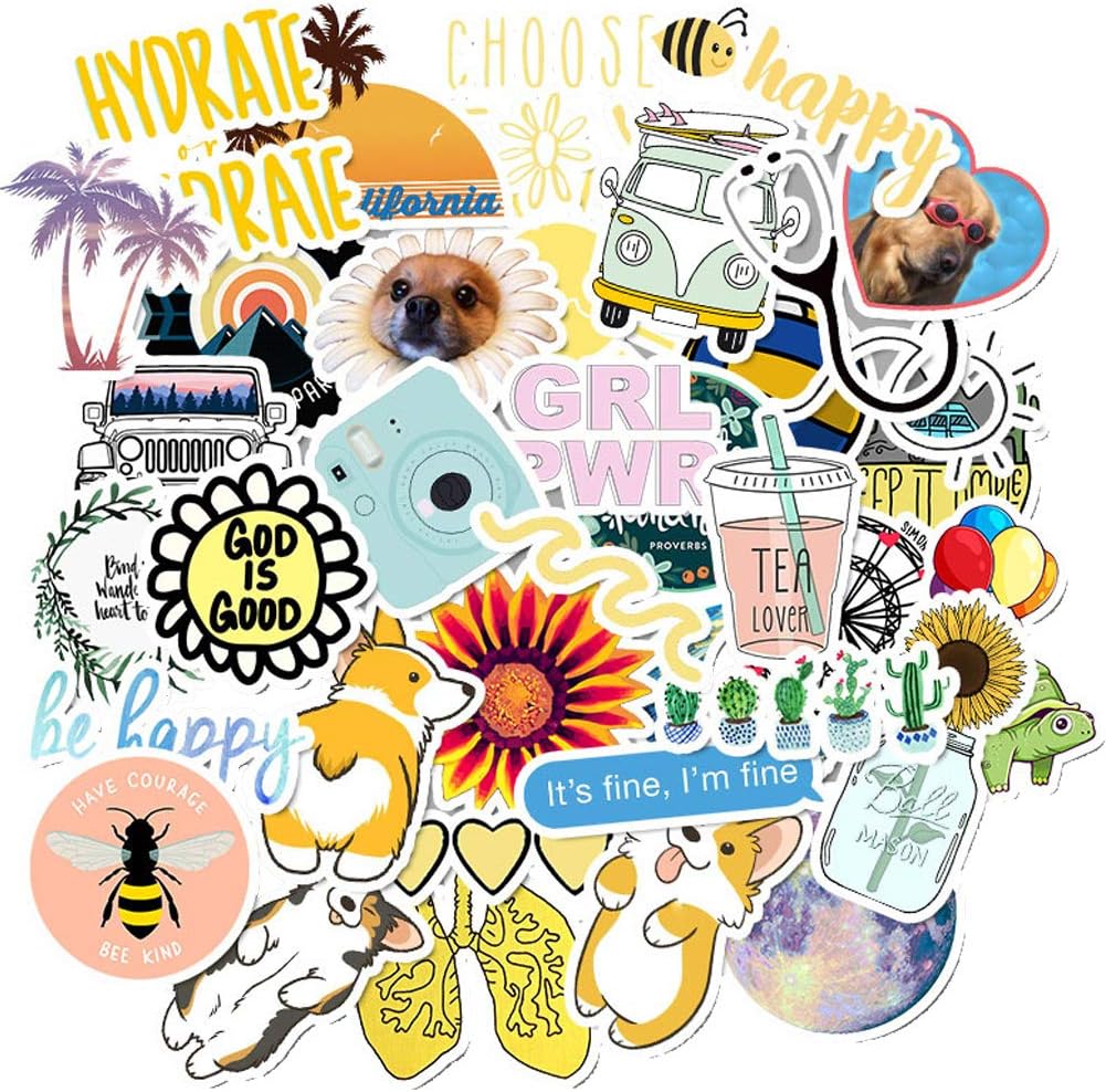 Amazon.com: 50pcs Vinyl Aesthetic Stickers for Water Bottles Laptop ...