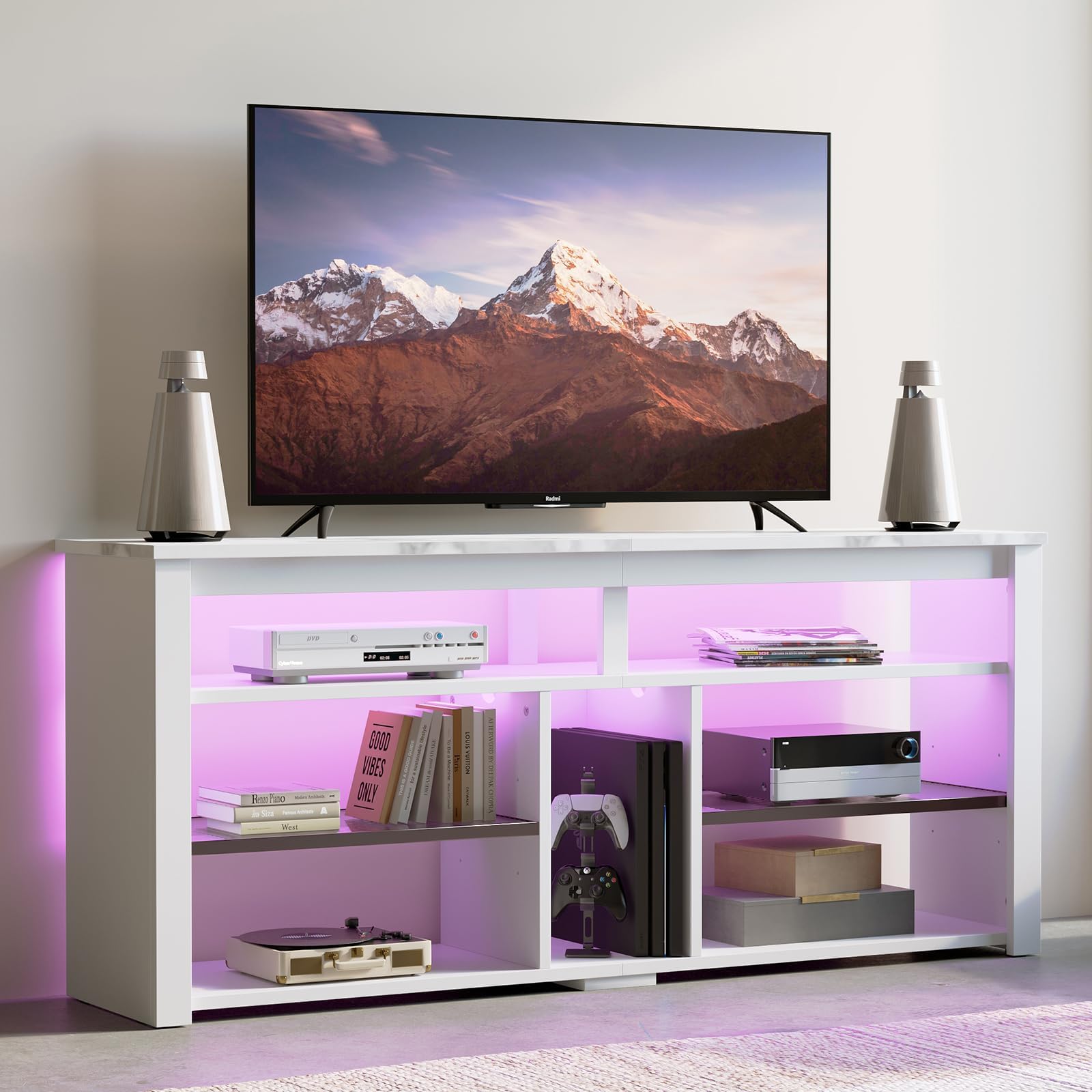 Amazon.com: FOMNEY Retro LED TV Stand for 65 inch TV, Farmhouse TV ...