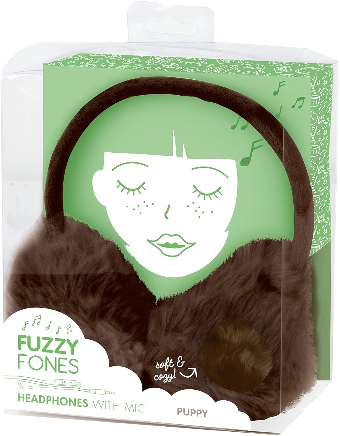 Fuzzy Fones Headphone Earmuffs w/Microphone, Puppy (Dark Brown ...