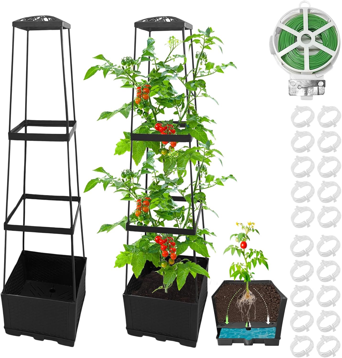 Amazon.com: KKONHII Raised Garden Bed with Tomato Planter Cage and 55 ...