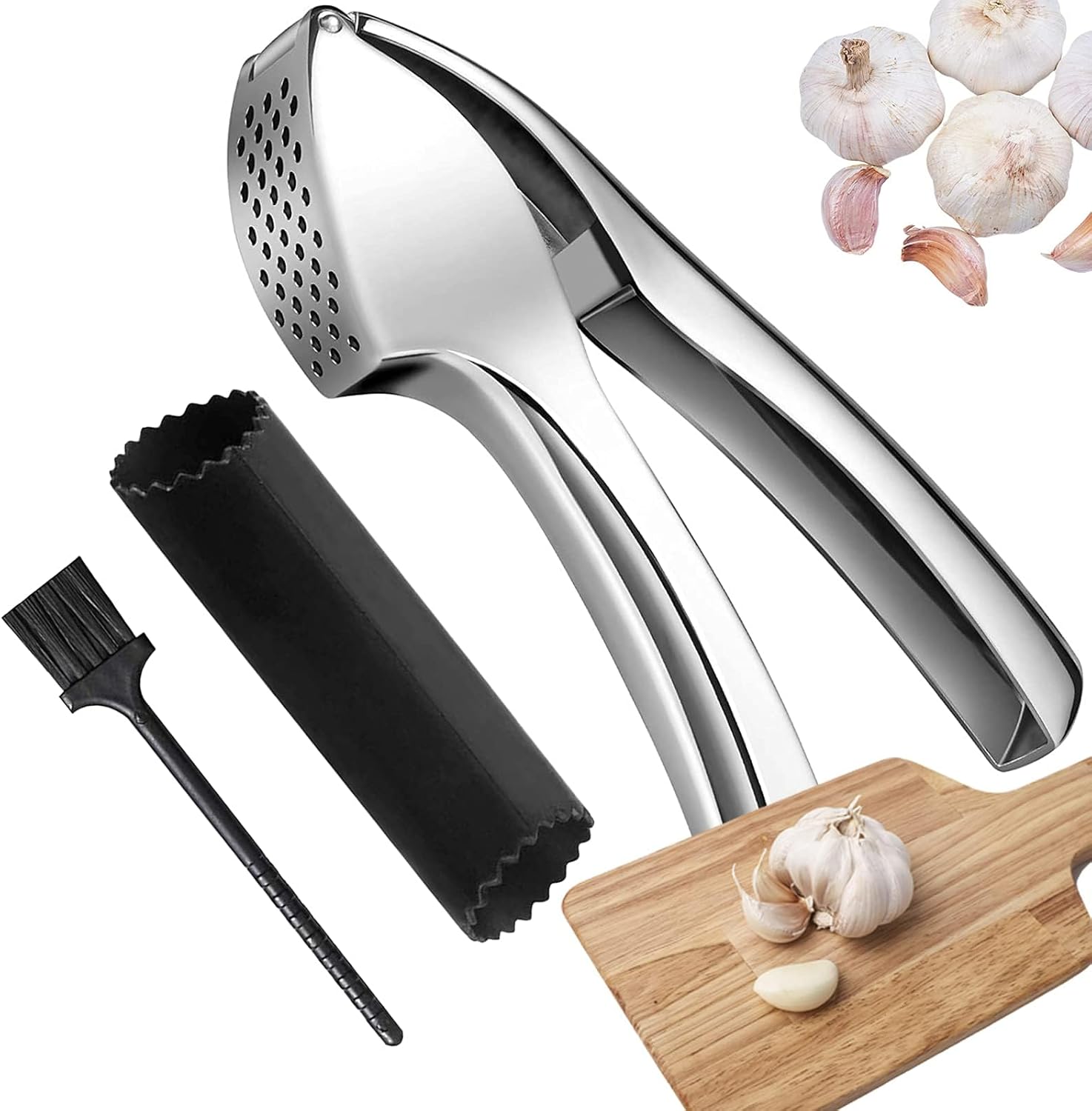Amazon.com: CALIYO Garlic press with ergonomic handle and Peeler Set ...