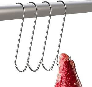 4 Pack S Meat Hooks for Butchering – 10mm 10 inch Premium Stainless ...