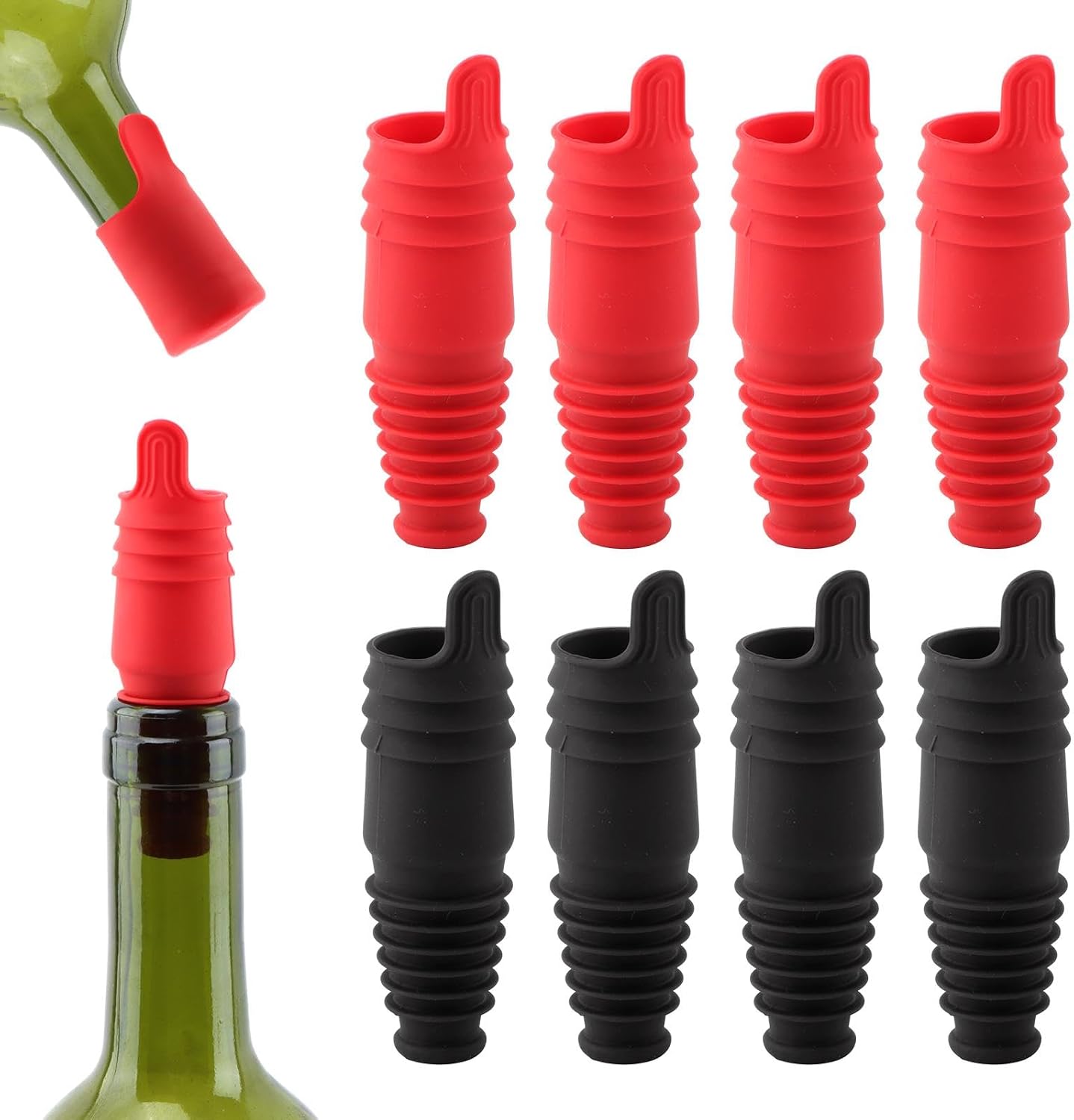 Amazon.com: Silicone Wine Stopper for Wine Bottles, 8Pcs Reusable Wine ...
