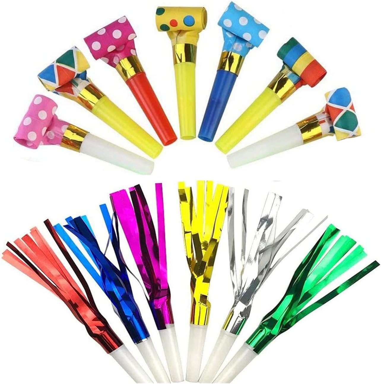 Amazon.com: Boxweer 60pcs Party Blowers and Metallic Fringed Noise ...