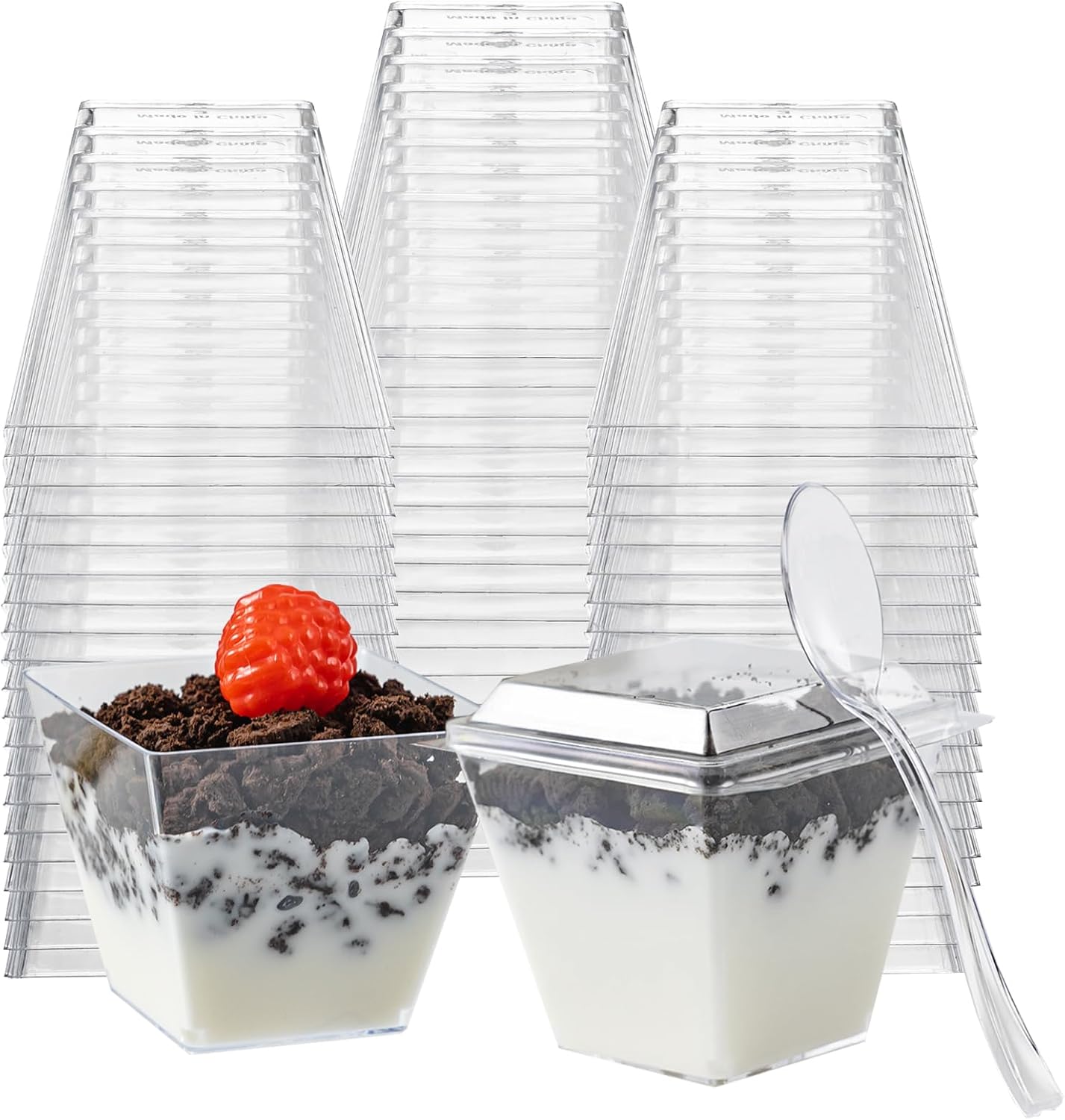 Amazon.com | HOMIP 60Pack 4oz Plastic Dessert Cups with Lids and Spoons ...