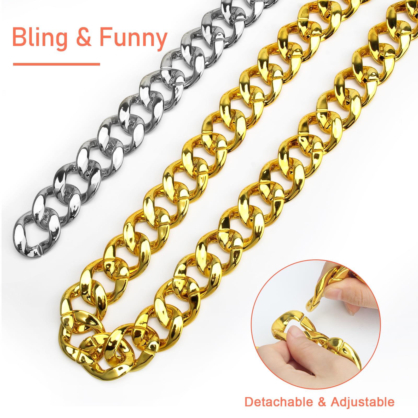 Snapklik.com : Hip Hop Chunky Gold & Silver Chain 2 Pack, 32 Inch ...