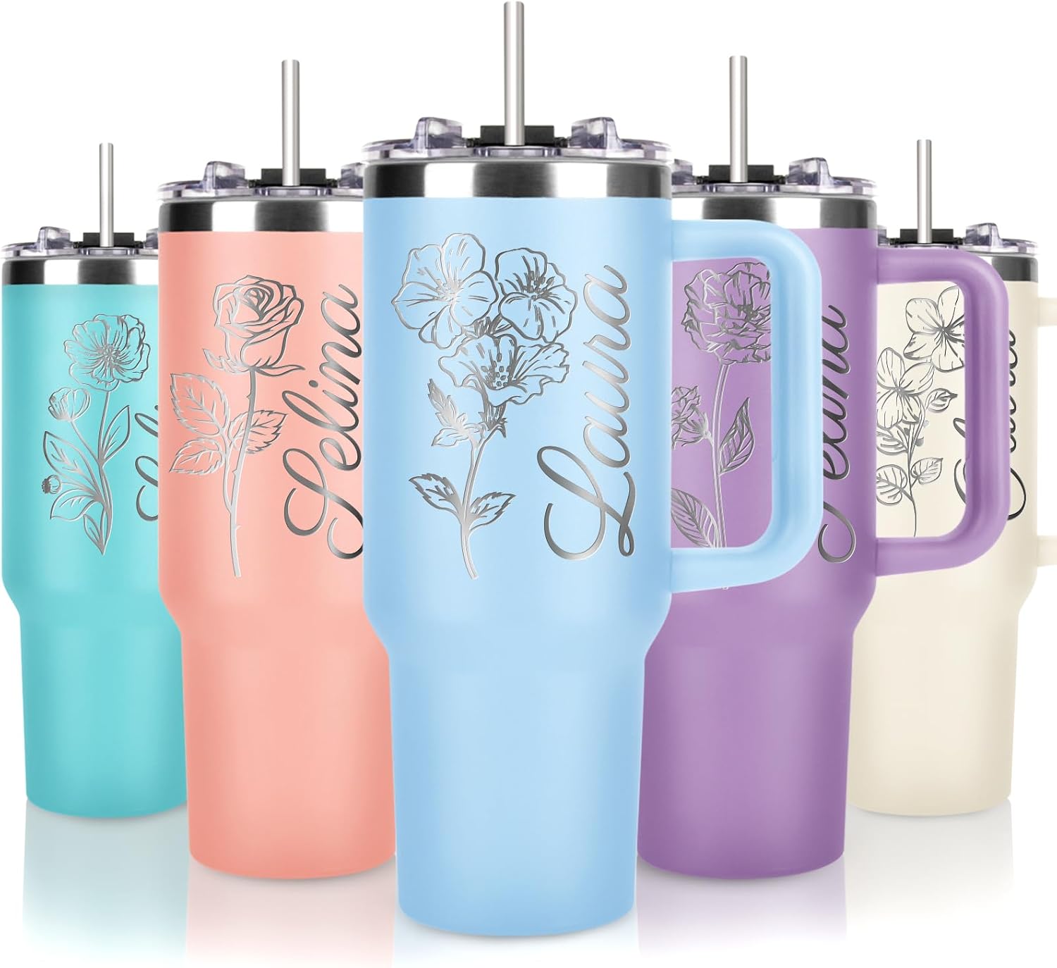 Amazon.com | Personalized Tumbler with Handle Lid and Straw, Custom ...
