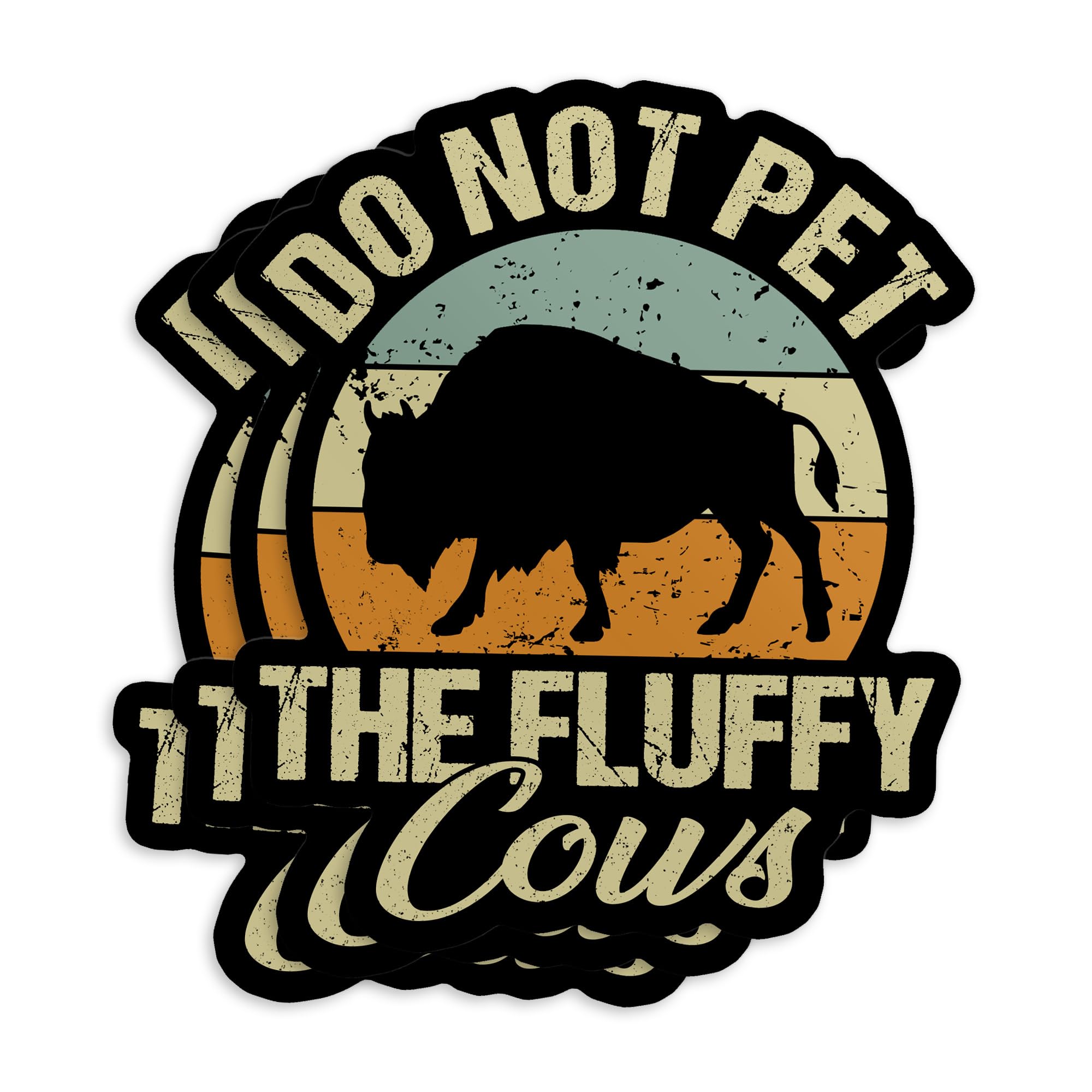 Amazon.com: (3Pcs) Do Not Pet The Fluffy Cows Stickers, Vintage Bison ...
